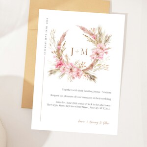 Watercolor Pink Floral Wreaths - Pampas PNG - Floral Clipart - Wedding ...