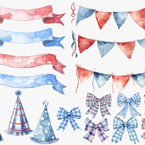Watercolor 4th of July Clipart, USA Independence Day Clipart, 1776 PNG ...