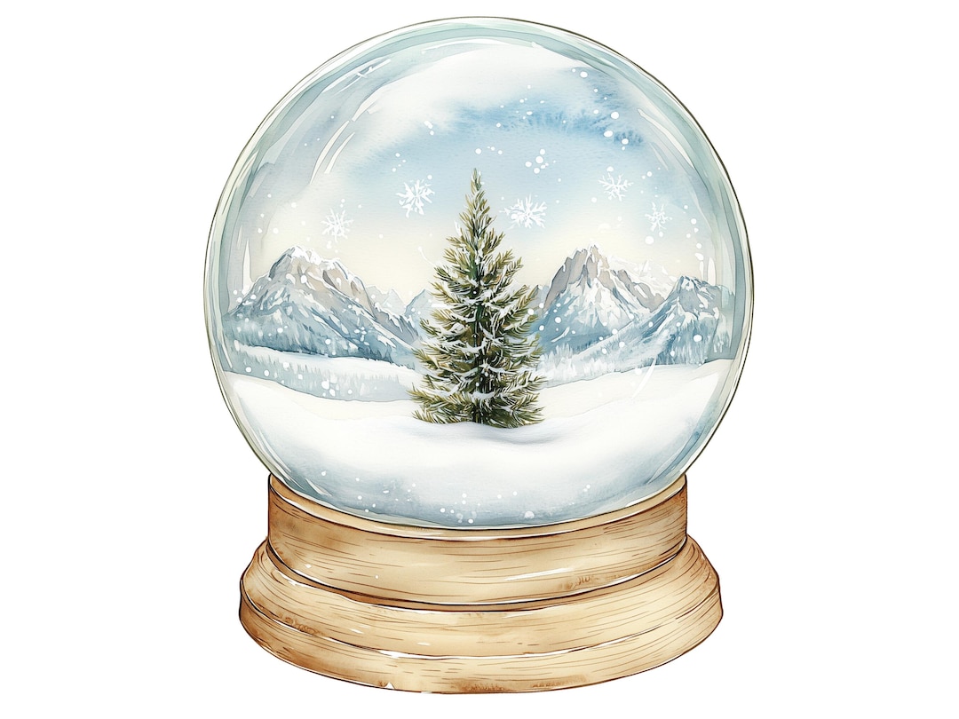 Watercolor Christmas Snow Globe Clipart - Christmas Tree Clip Art ...