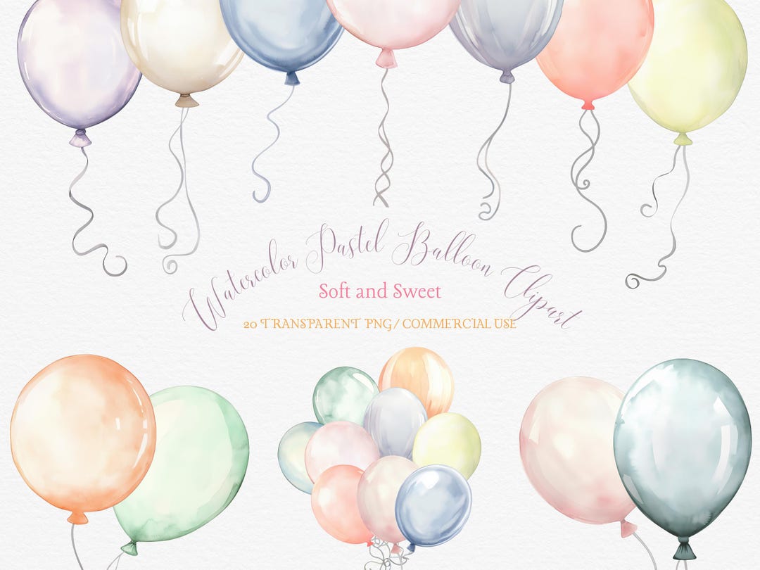 Watercolor Pastel Balloon Clipart - Balloon PNG - Balloon Clip Art ...