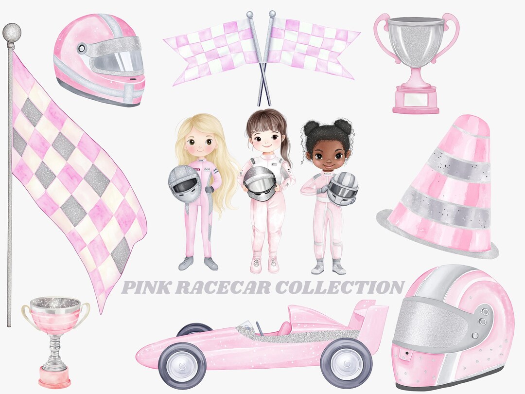 Watercolor Pink Racecar Clipart - Racing Car Clipart - Racecar PNG ...