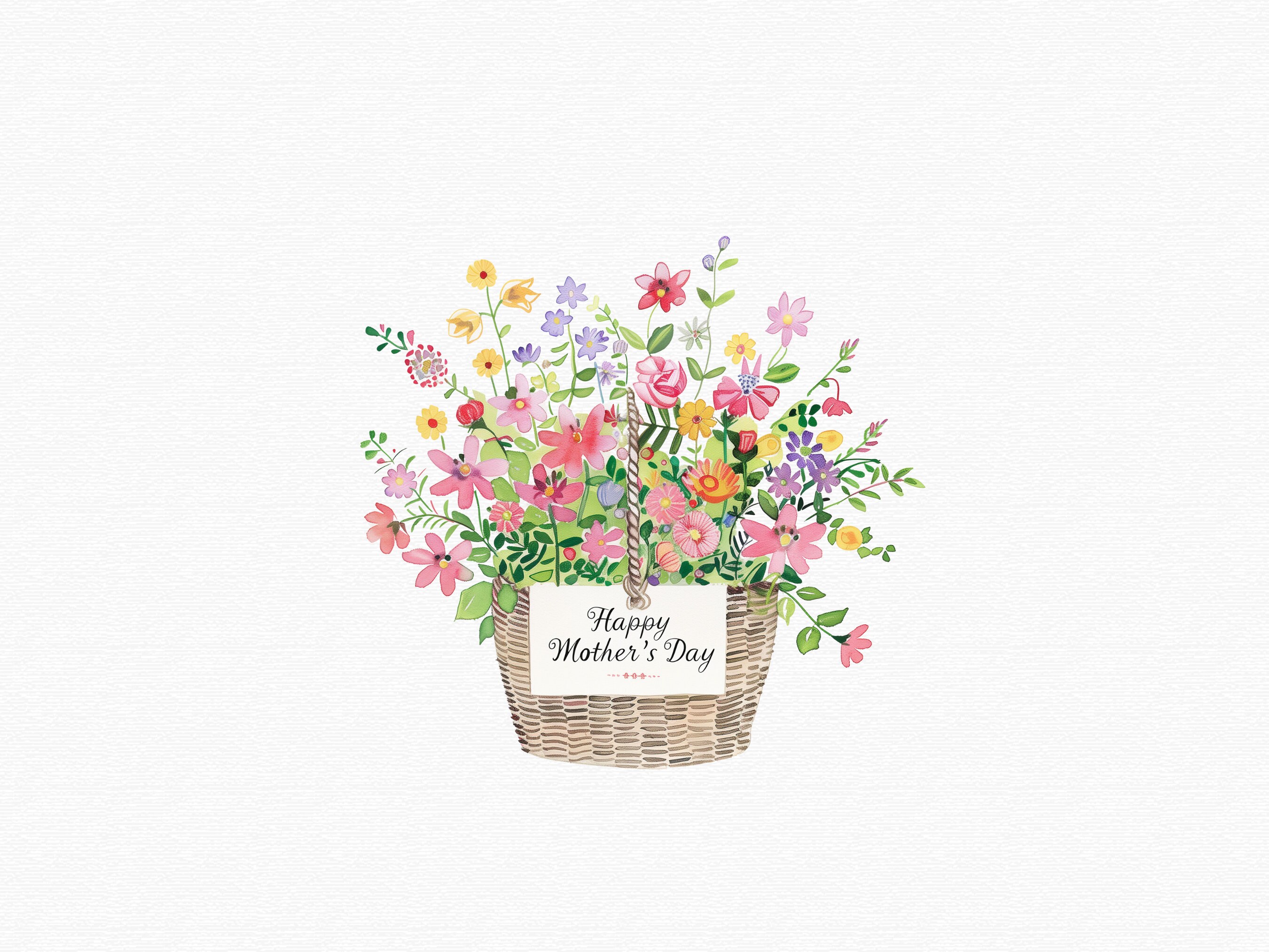 Watercolor Mother's Day Clipart, Happy Mother's Day Clipart, Flower ...
