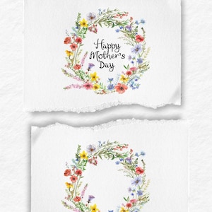 Watercolor Mother's Day Clipart, Happy Mother's Day Clipart, Floral ...