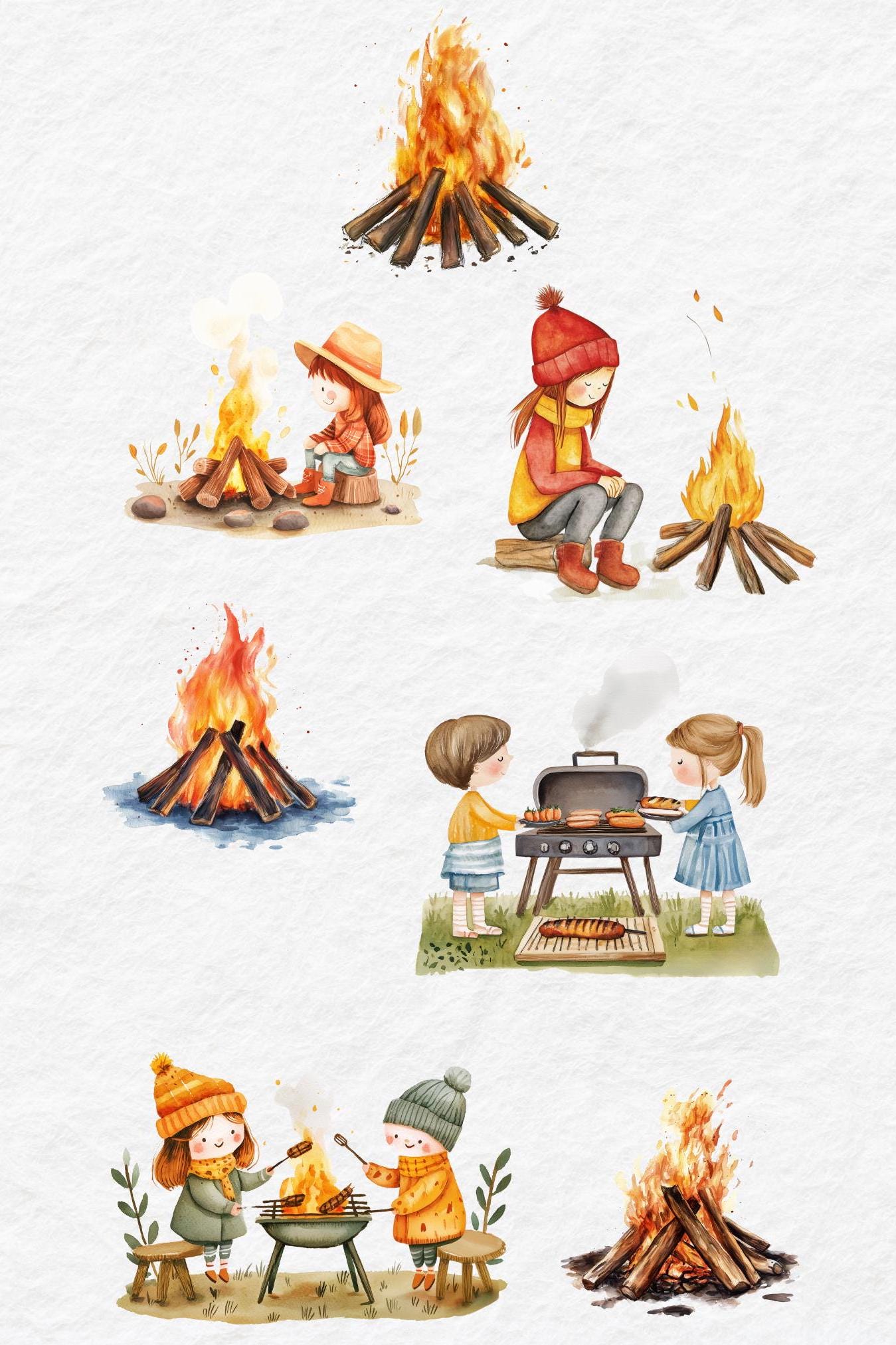 62 Watercolor Glamping Clipart, Outdoor Travel Clipart, Camper Clipart ...