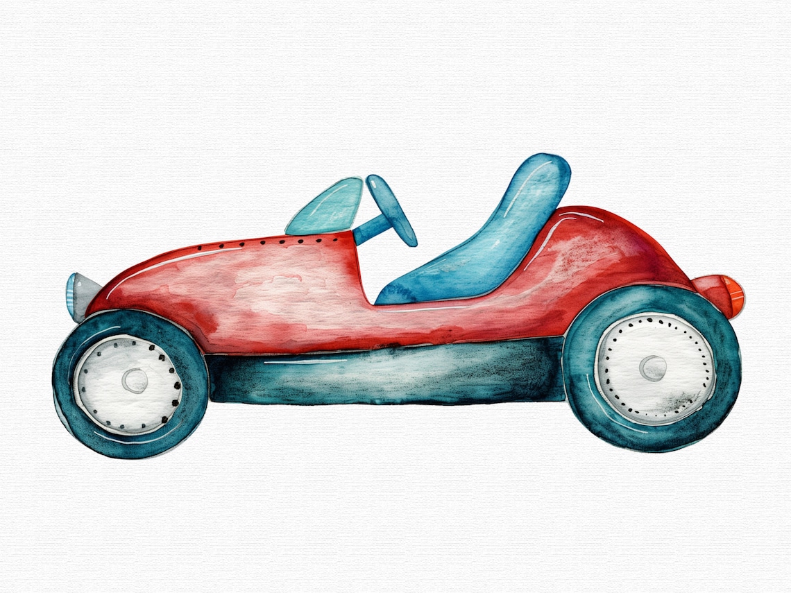Watercolor Red Racecar Clipart - Racing Car Clipart - Racecar PNG ...