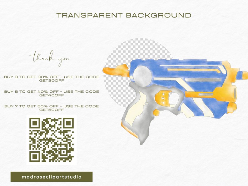 Watercolor Toy Gun Clipart, Toy Gun PNG, Dart Gun Birthday Clipart ...