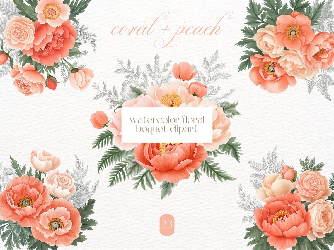 Watercolor Floral Clipart, Wedding Clipart, Watercolor Flower Clipart ...