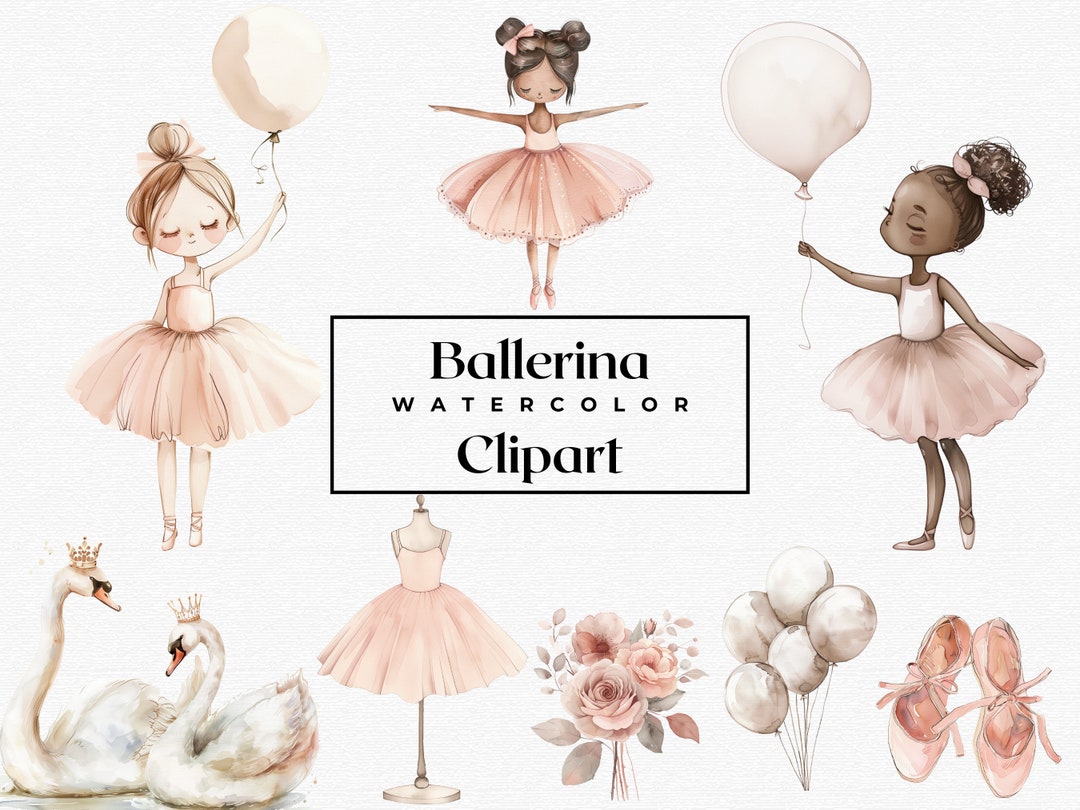 Pink Ballerina Clipart, Swan Lake Clipart, Watercolor Ballerina Clipart ...