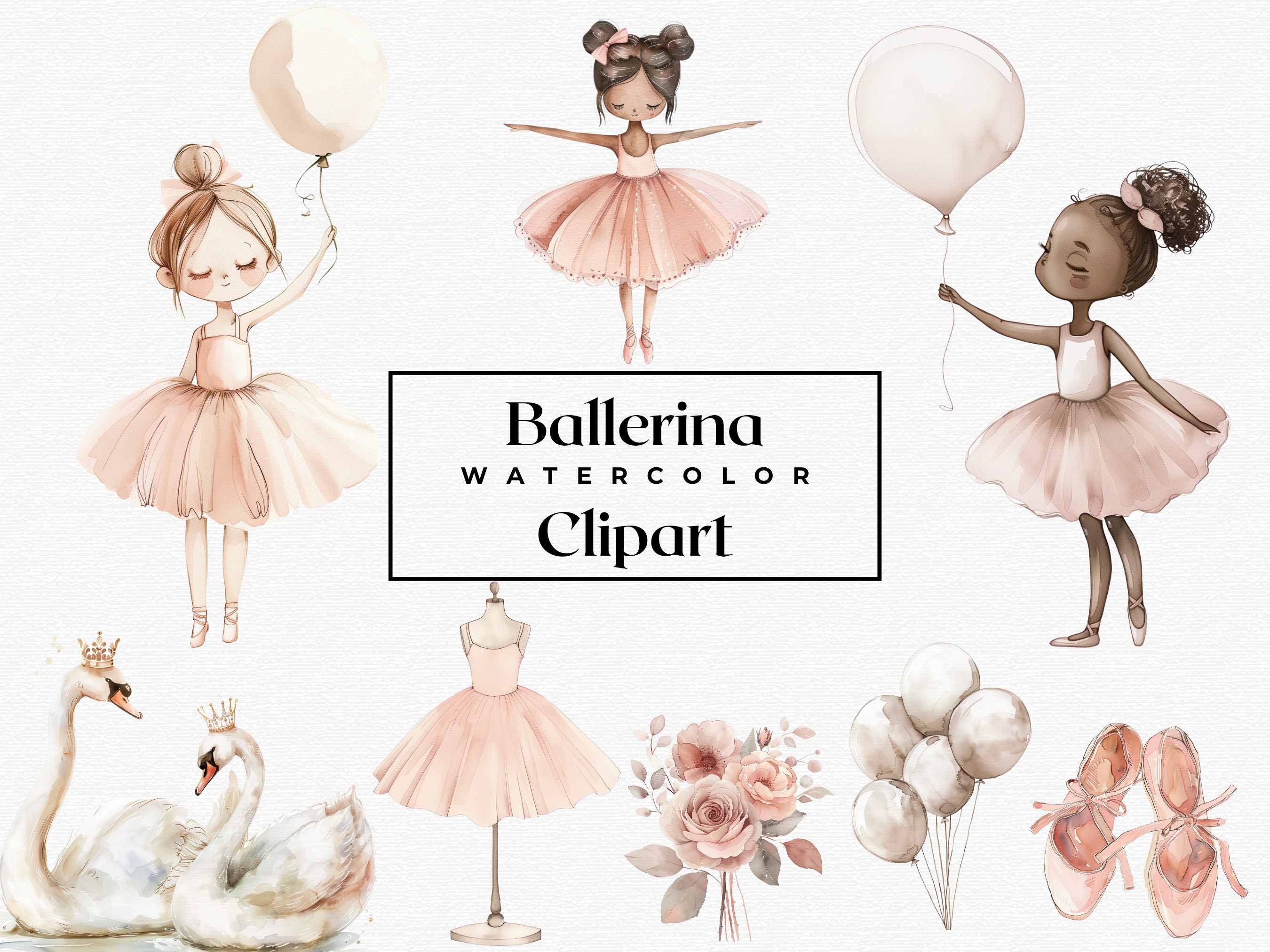 Pink Ballerina Clipart, Swan Lake Clipart, Watercolor Ballerina Clipart ...