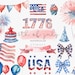 Watercolor 4th of July Clipart, USA Independence Day Clipart, 1776 PNG ...