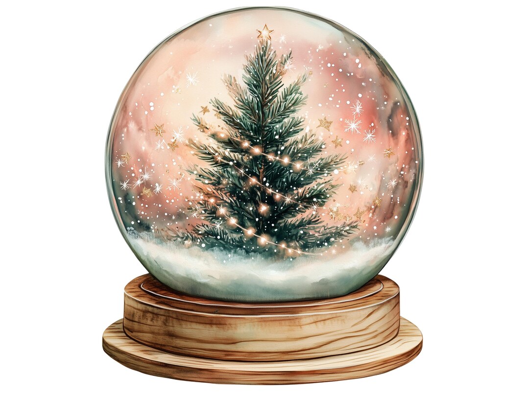 Watercolor Christmas Snow Globe Clipart - Christmas Tree Clip Art ...