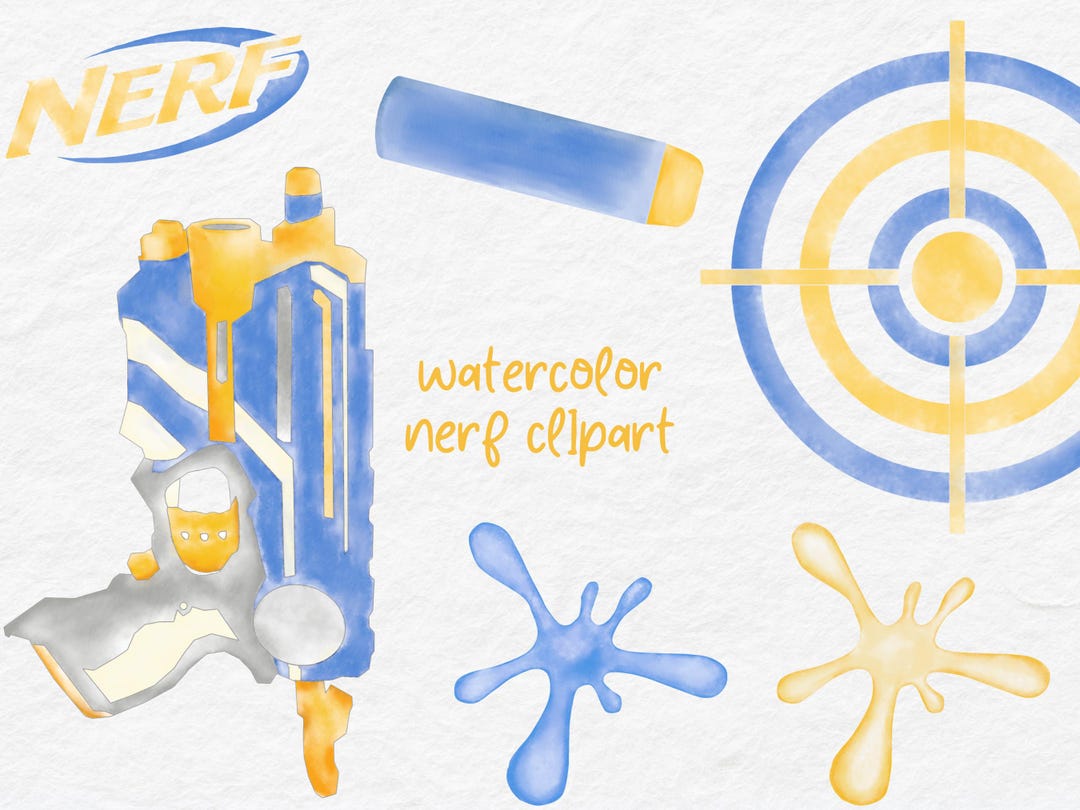 Watercolor Toy Gun Clipart, Toy Gun PNG, Dart Gun Birthday Clipart ...