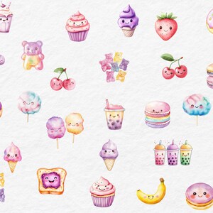 Watercolor Kawaii Clipart. Cute Kawaii, Kawaii Food Clipart, Kawaii ...