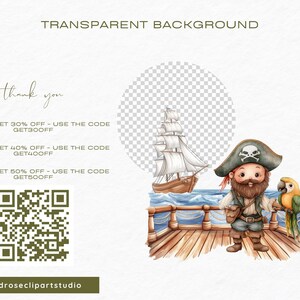 Watercolor Cute Pirate Clipart, Pirate Clipart Set, Pirate Ship ...
