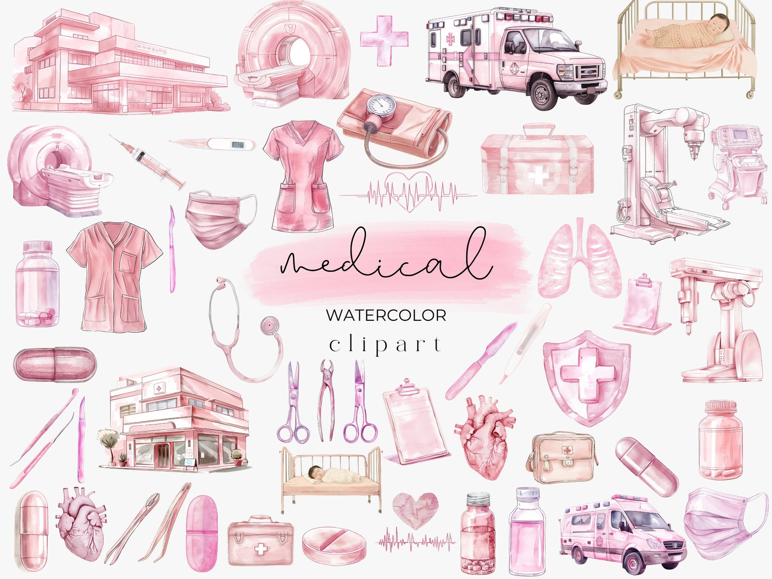 Watercolor Medical Clipart | Doctor Clipart | Nurse Clipart | Medicine ...