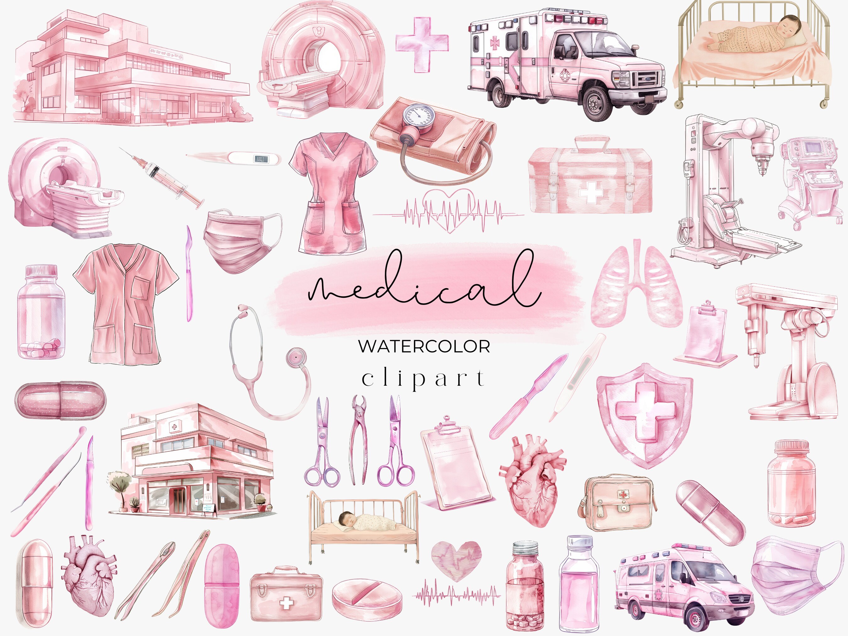 Watercolor Medical Clipart | Doctor Clipart | Nurse Clipart | Medicine ...