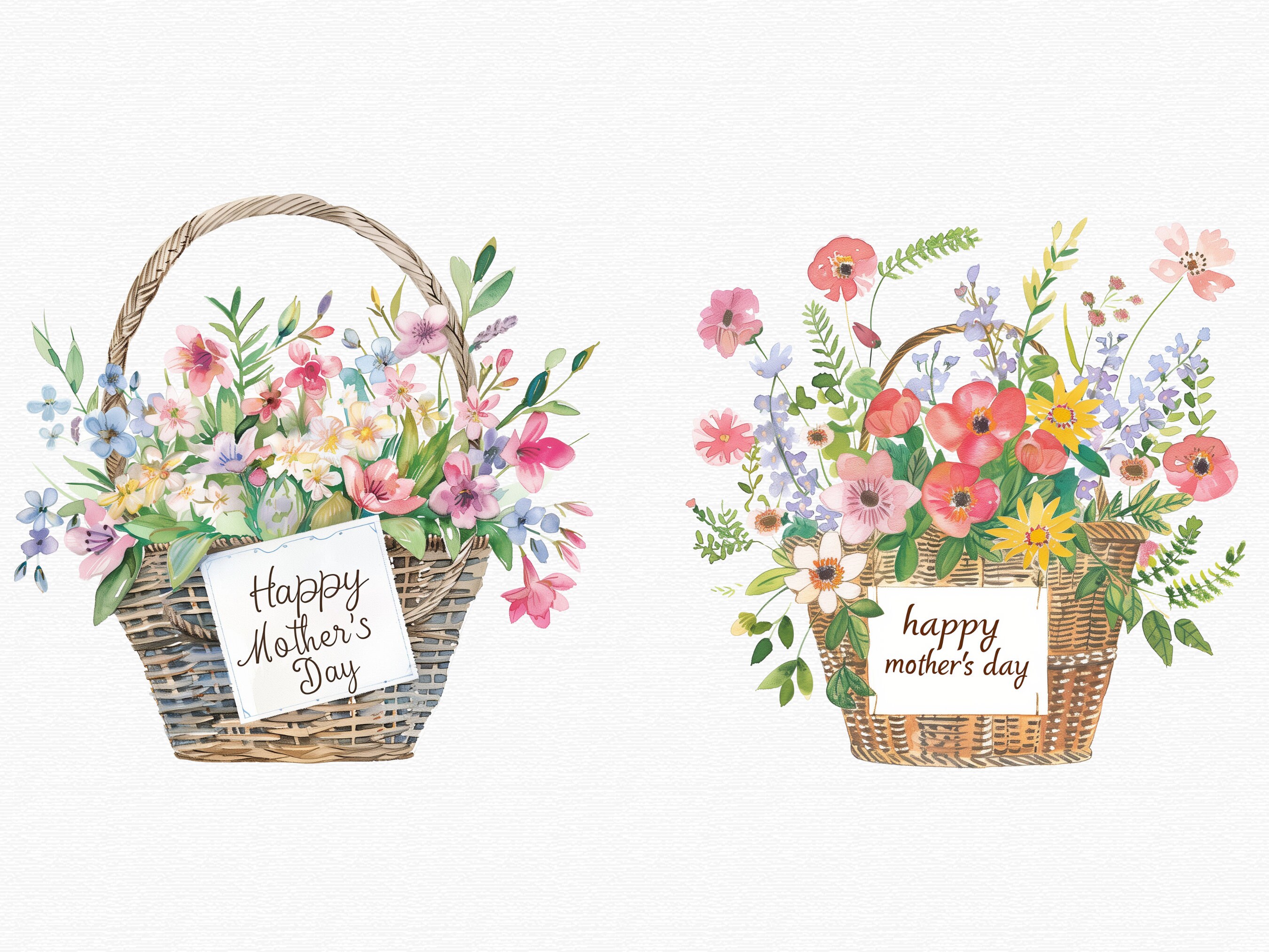 Watercolor Mother's Day Clipart, Happy Mother's Day Clipart, Flower ...