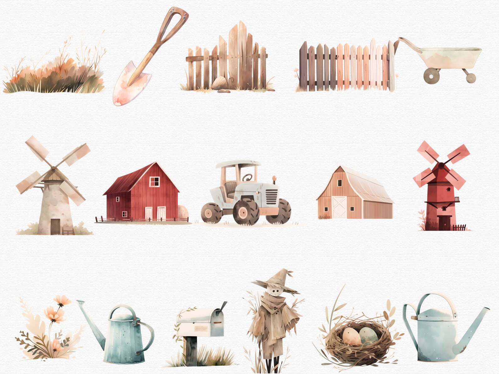 Watercolor Farm Animal Clipart Bundle, Nursery Decor, Baby Shower Decor ...
