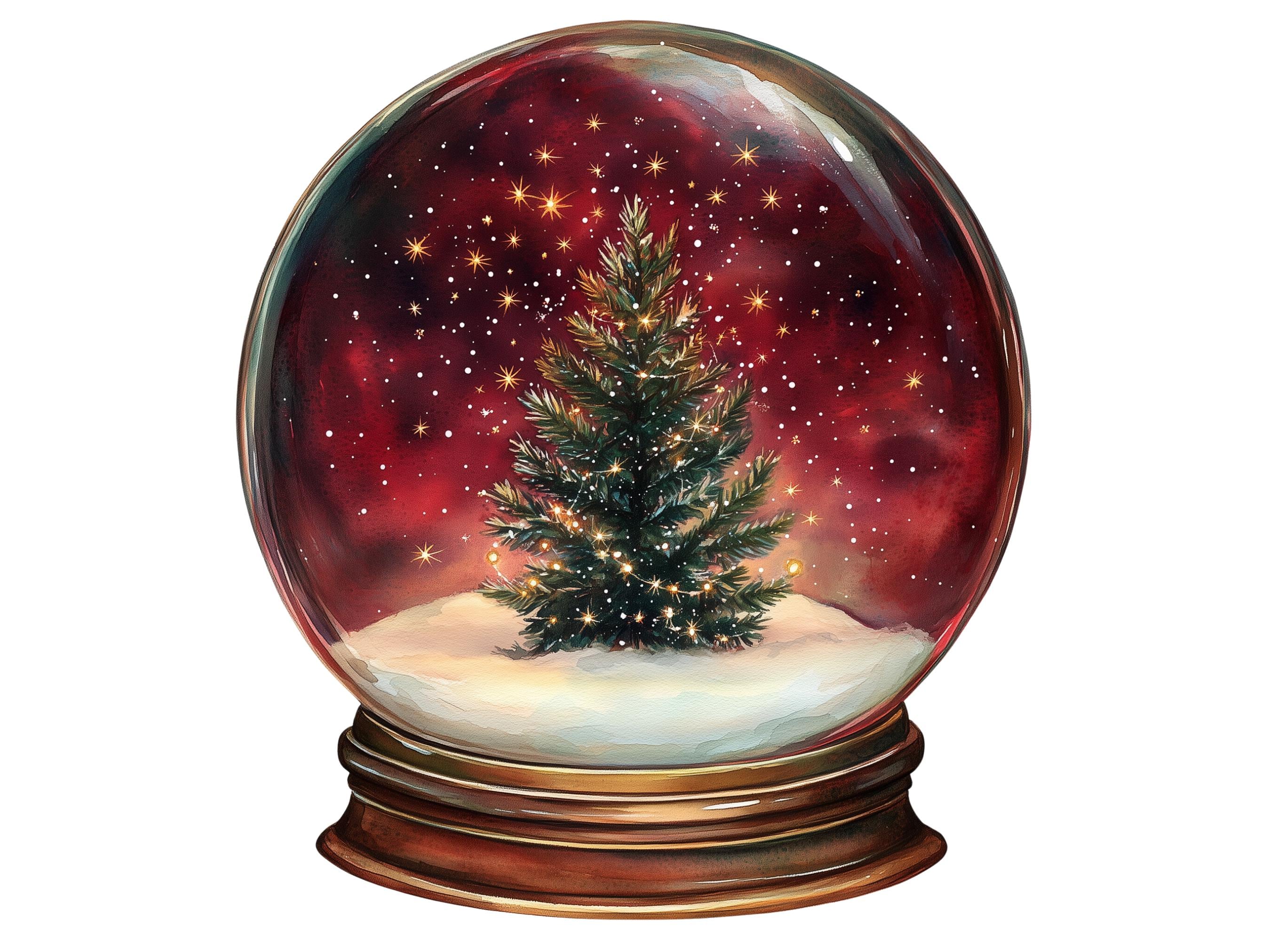 Watercolor Christmas Snow Globe Clipart - Christmas Tree Clip Art ...