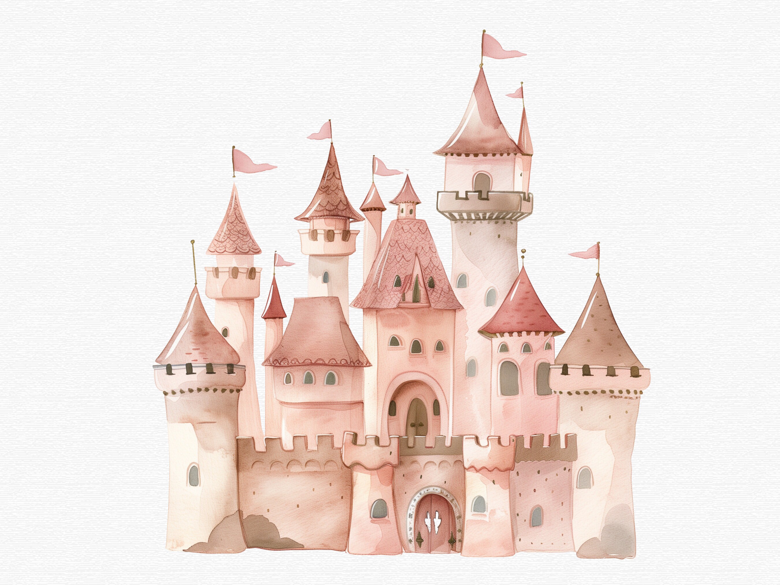 Watercolor Princess Clipart Bundle, Castle Clipart, Nursery Wall Art ...