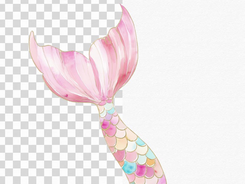 Watercolor Mermaid Tails With Glitter - Mermaid Tail Clipart - 38 PNG ...