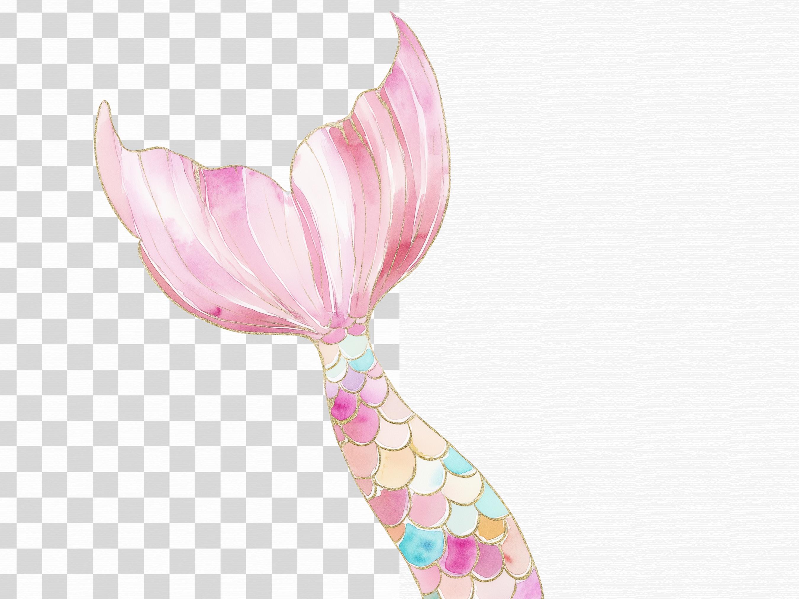 Watercolor Mermaid Tails With Glitter - Mermaid Tail Clipart - 38 PNG ...