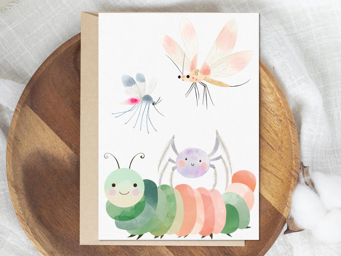 Watercolor Cute Insect Clipart, Cute Little Love Bugs Clipart, Insects ...