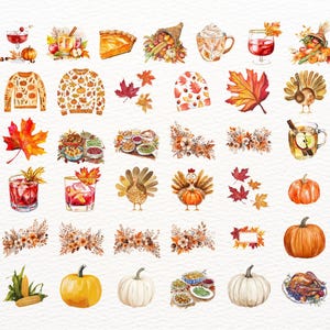 Thanksgiving Clipart, Watercolor Thanksgiving PNG, Autumn, Happy ...