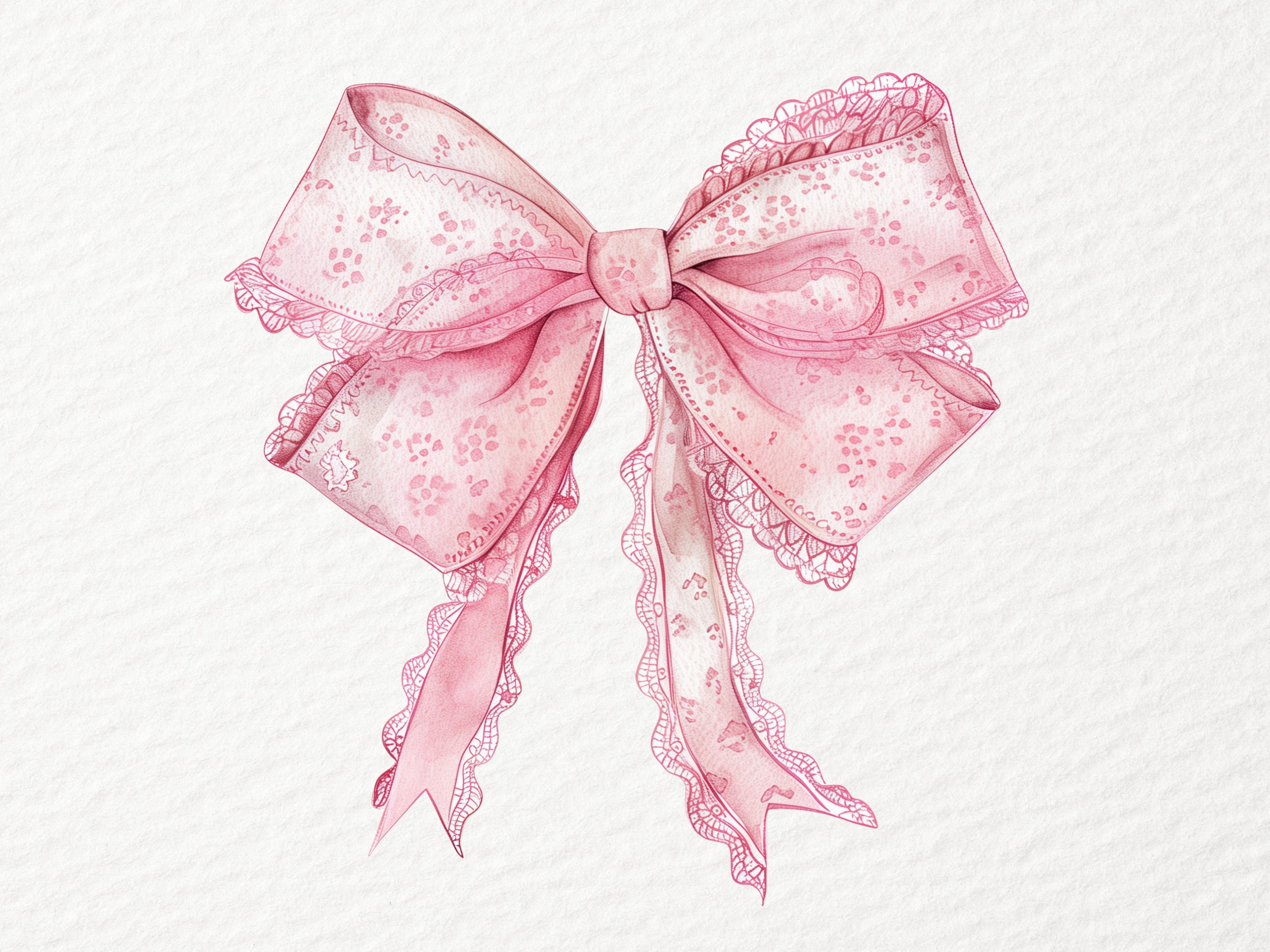Watercolor Pink Bows Clipart - Dusty Pink Ribbon Bow - Pink Gingham Bow ...
