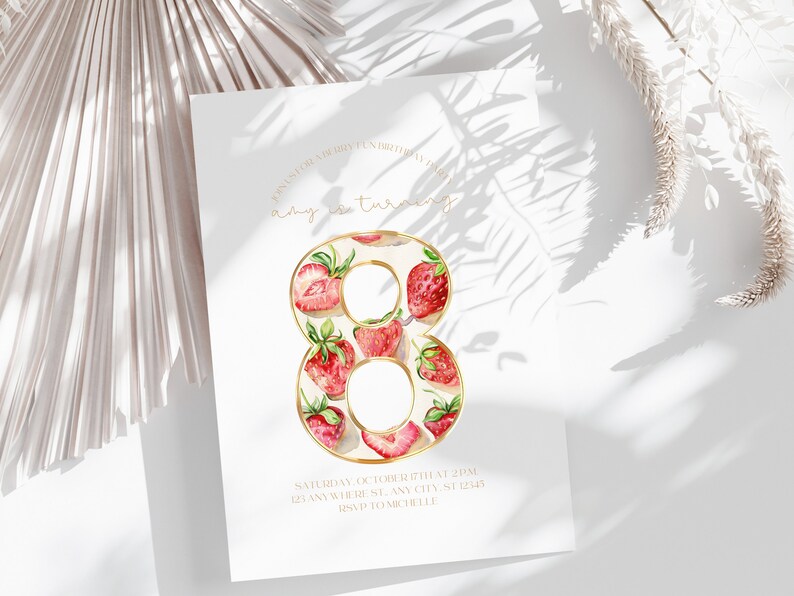 Watercolor Strawberry Number Clipart - Gold Border - Strawberry PNG - 0 ...