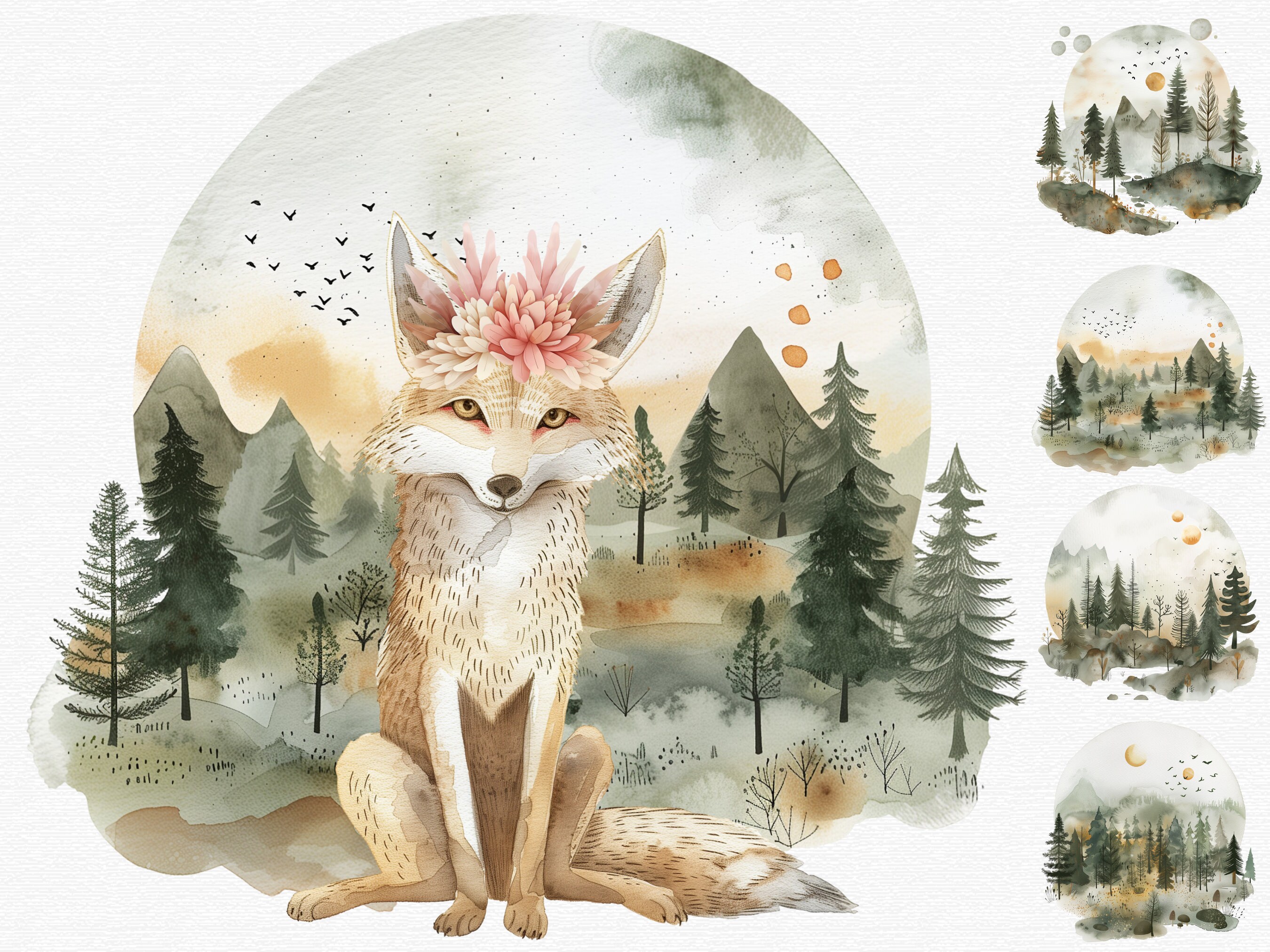 Watercolor Woodland Animals Clipart Bundle - Digital Download - Nursery ...