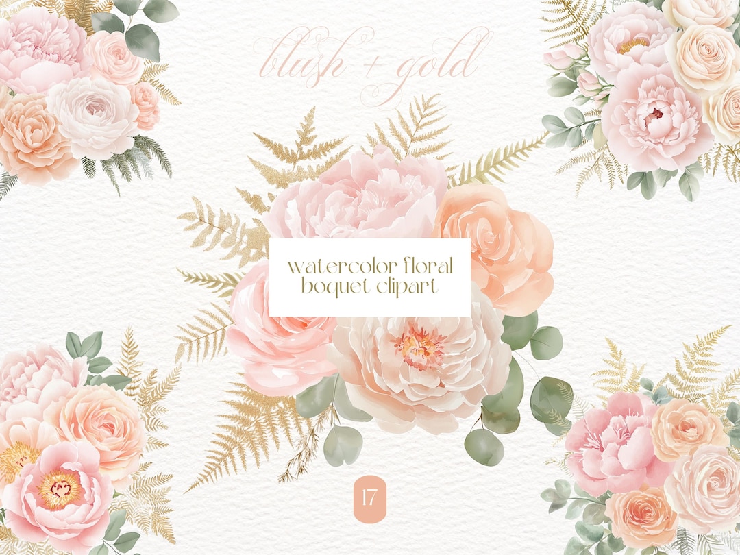 Watercolor Floral Clipart, Wedding Clipart, Watercolor Flower Clipart ...