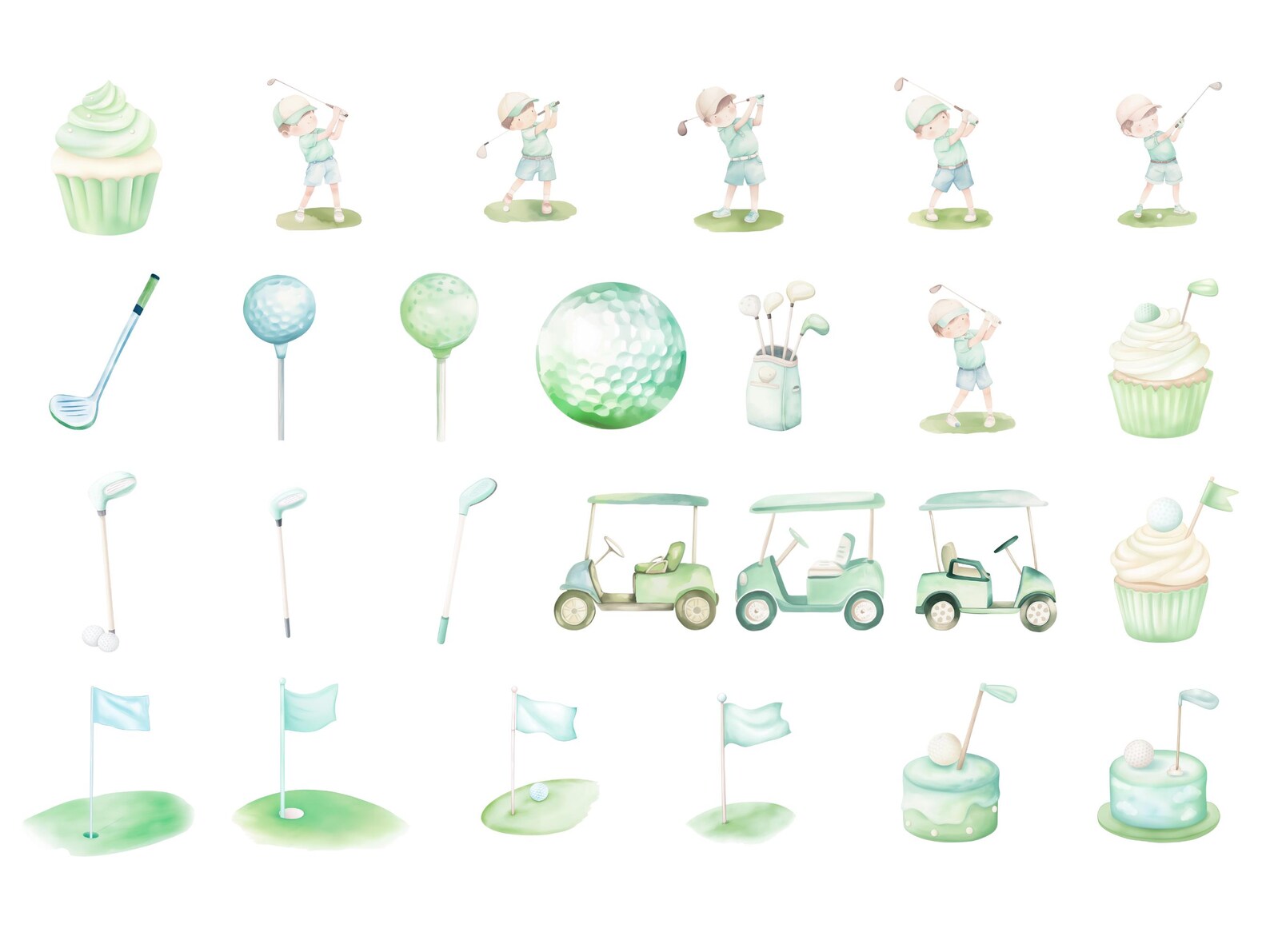 Watercolor Golf Clipart, Golf PNG, Golf Illustration, Golf Ball ...