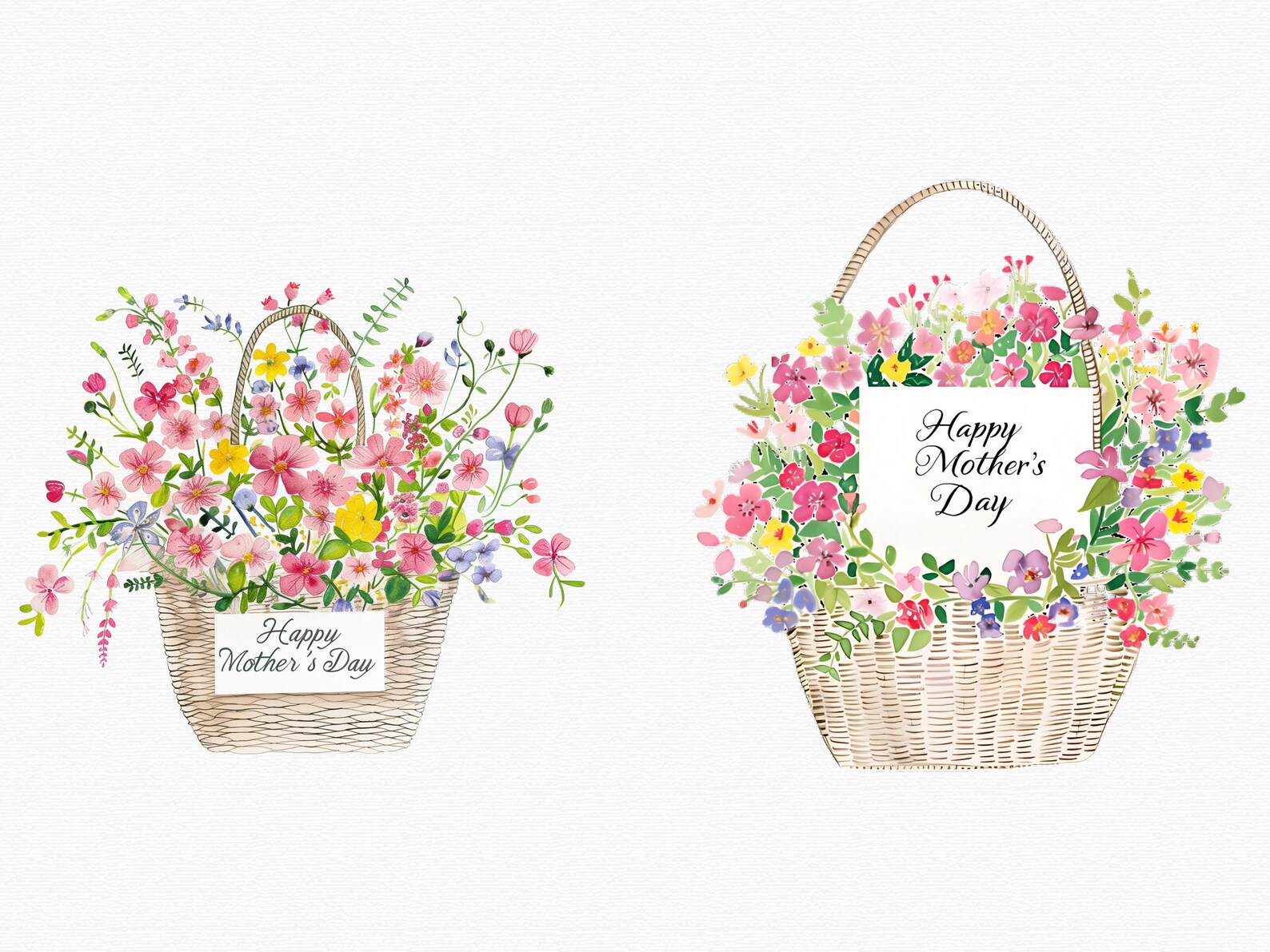 Watercolor Mother's Day Clipart, Happy Mother's Day Clipart, Flower ...