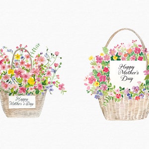 Watercolor Mother's Day Clipart, Happy Mother's Day Clipart, Flower ...