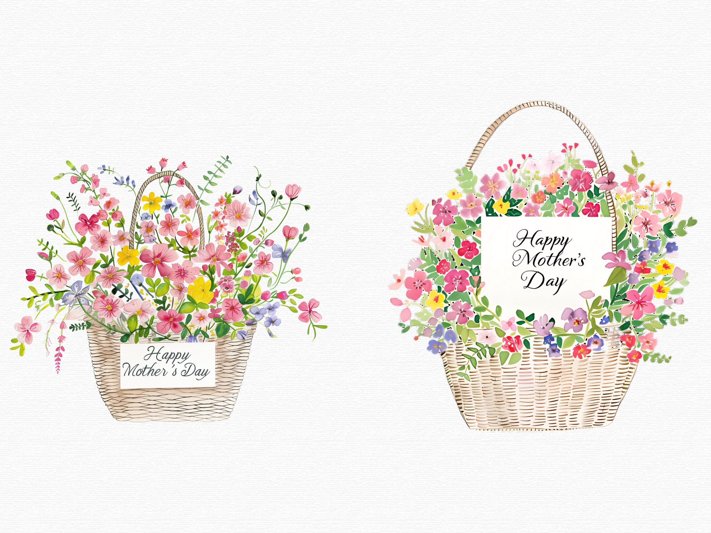 Watercolor Mother's Day Clipart, Happy Mother's Day Clipart, Flower ...