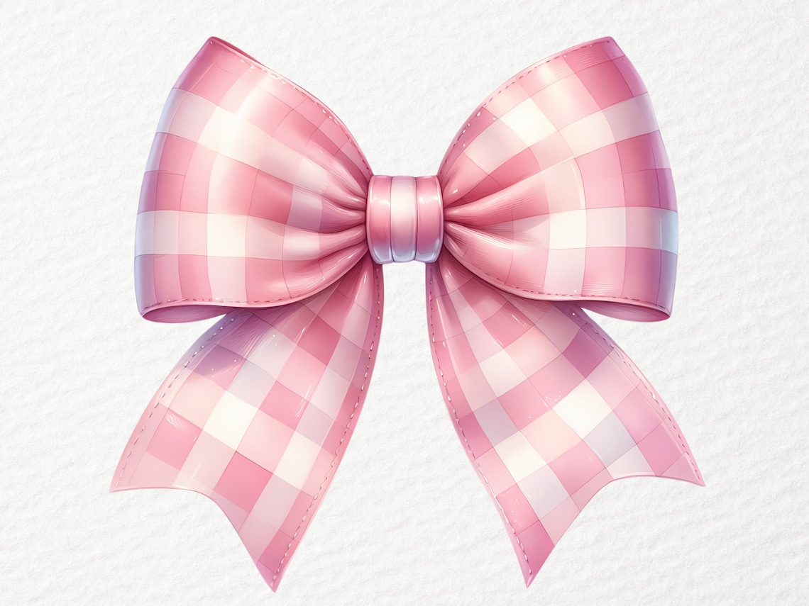 Pink Bows Clipart - Pink Satin Ribbon Bow - Pink Gingham Bow - Cute ...