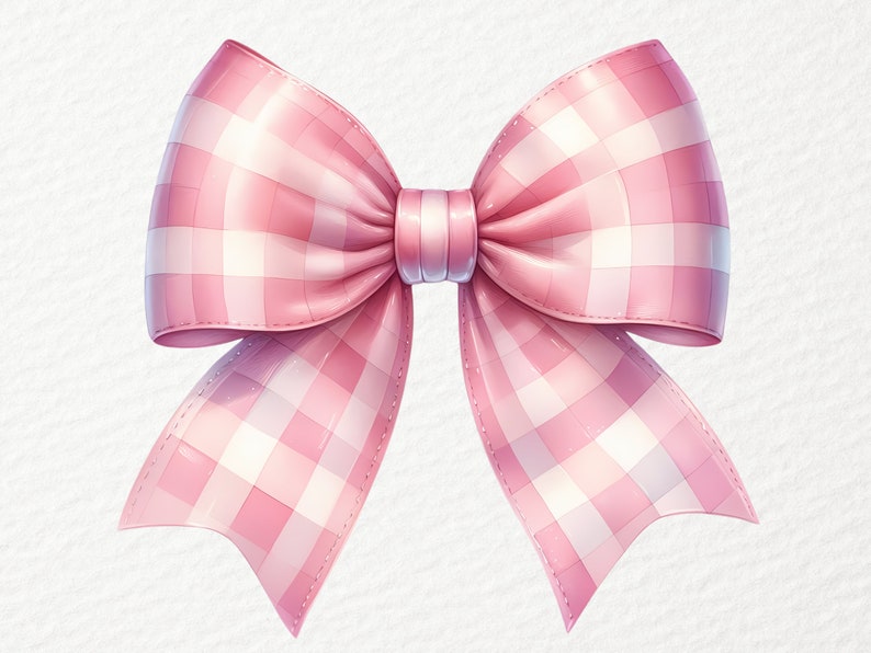 Pink Bows Clipart - Pink Satin Ribbon Bow - Pink Gingham Bow - Cute ...
