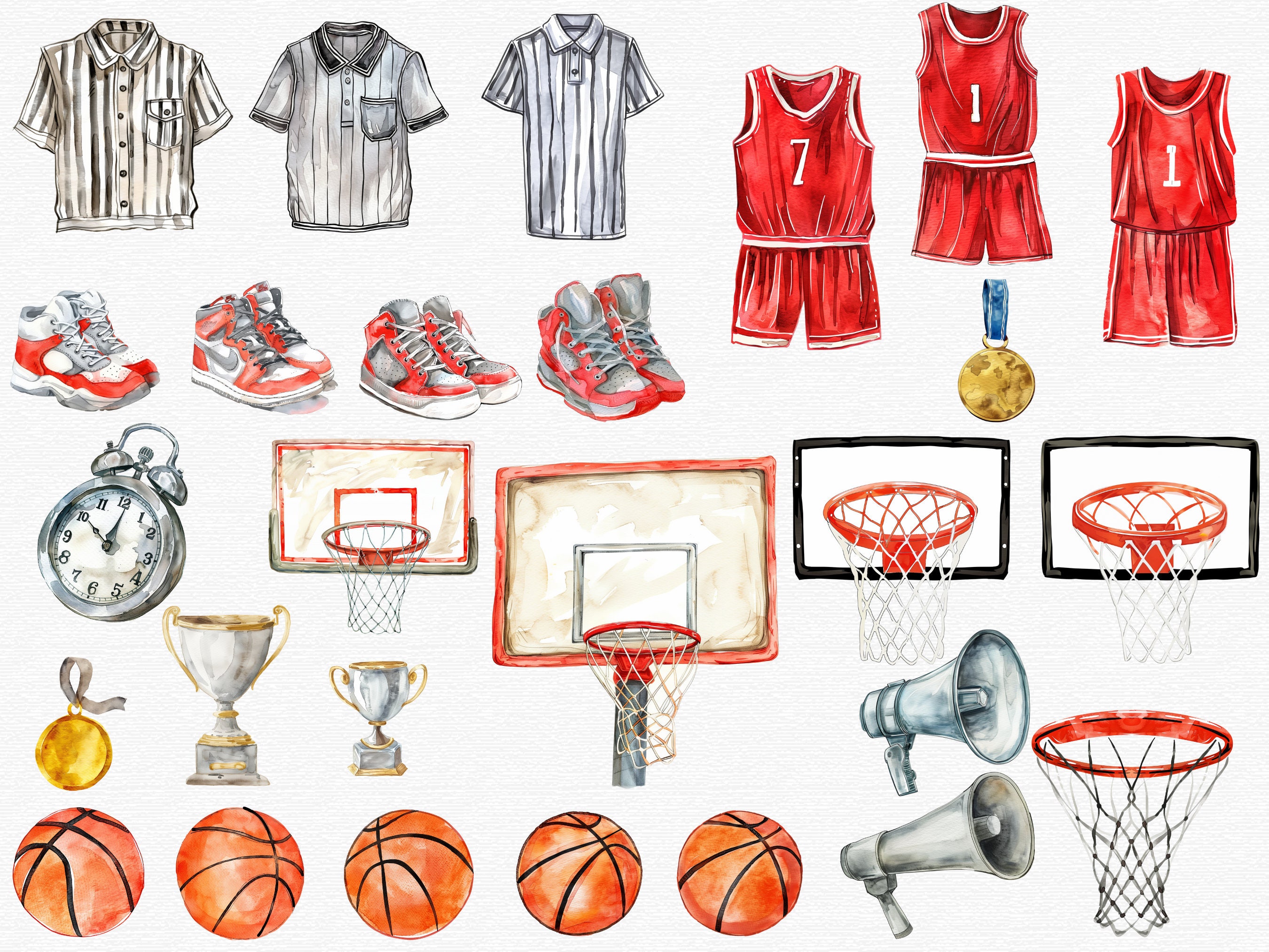 Watercolor Basketball Clipart, Basketball PNG, Basketball Illustration ...