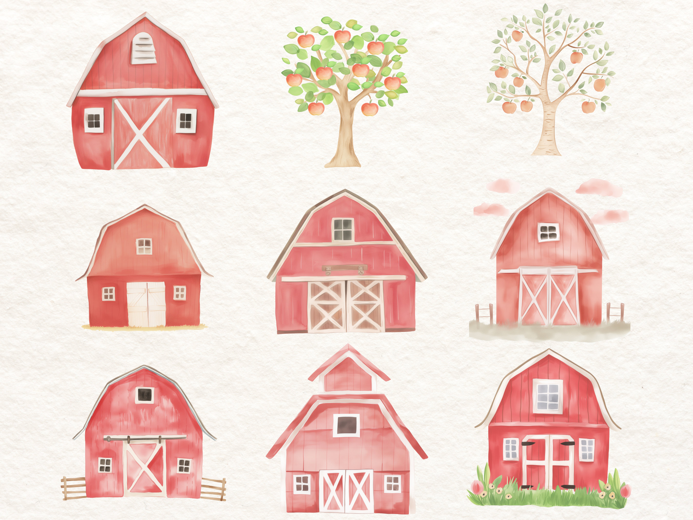 Watercolor Pastel Farm Animal Clipart Bundle, Nursery Decor, Baby ...