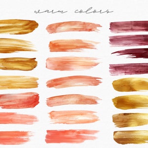 Watercolor Brush Stroke Clipart, Cool and Warm Color, Watercolor Brush ...