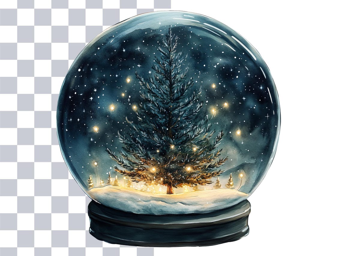 Watercolor Christmas Snow Globe Clipart - Christmas Tree Clip Art ...