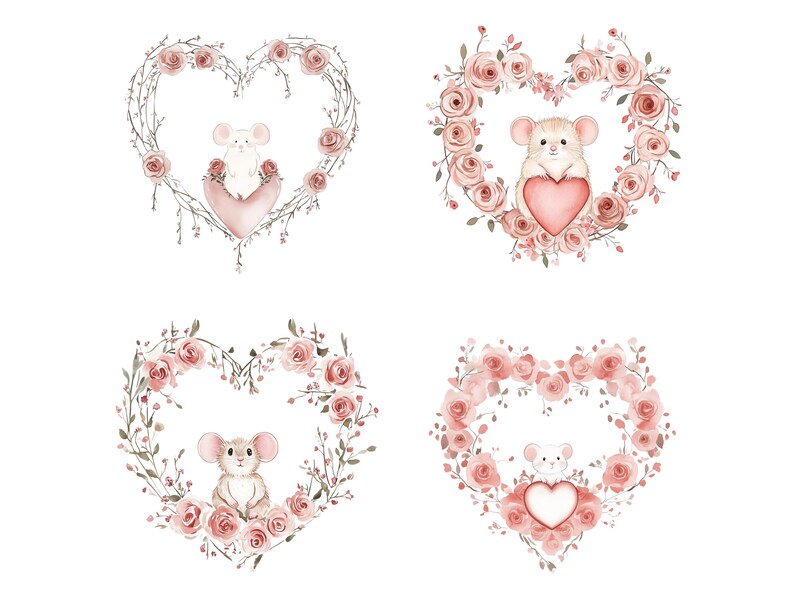 Woodland Valentine Clipart - Watercolor Valentine Clipart - Valentine ...
