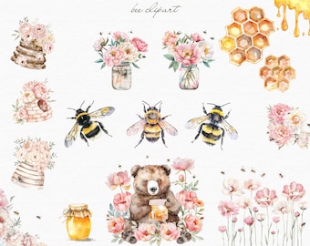 Honey Bees Watercolor Clipart Bumble Bees Clipart Honey Bees Clipart ...