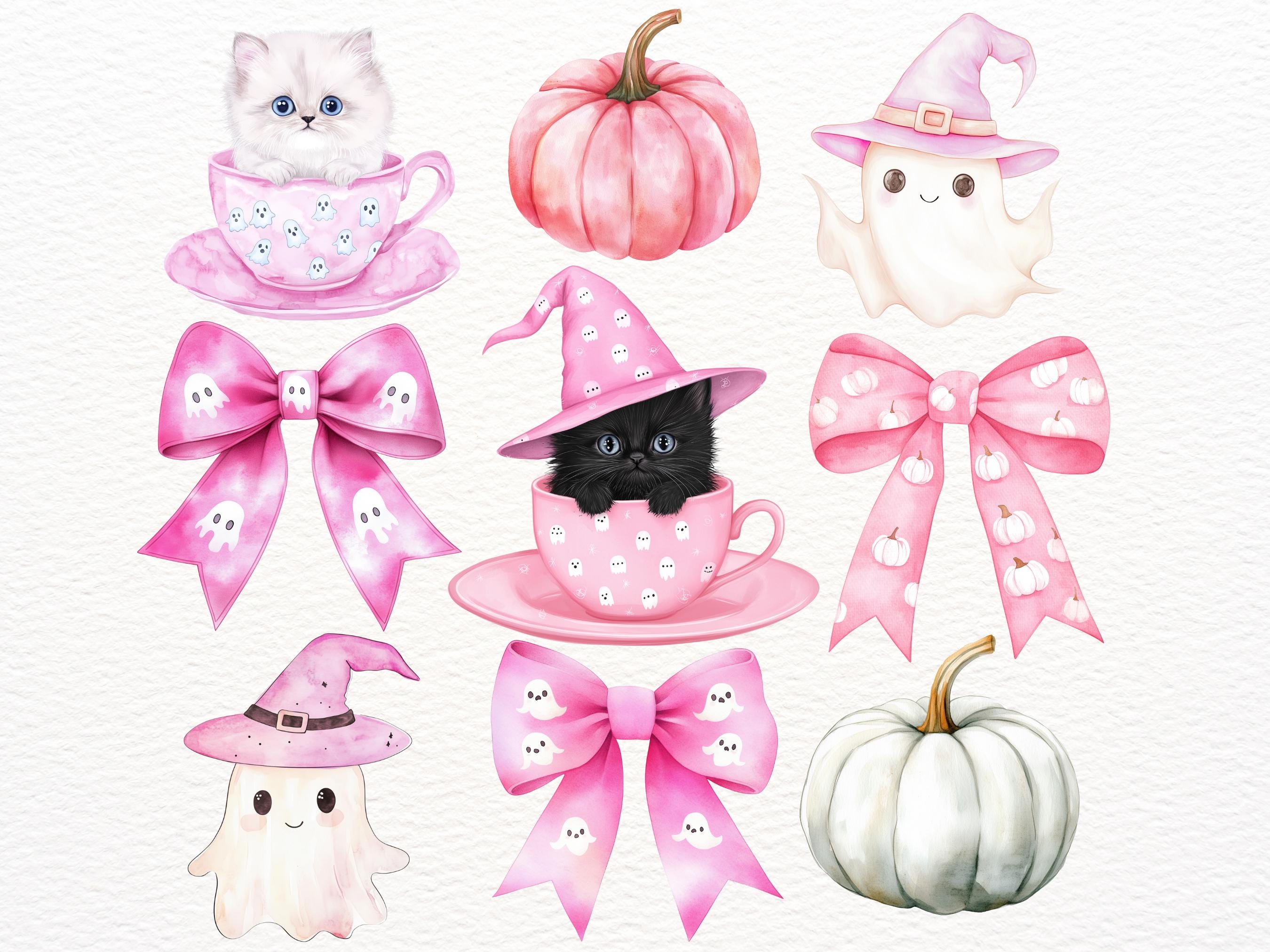 Halloween Watercolor Clipart PNG - Halloween Black Cat - Ghost Clipart ...