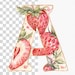 Watercolor Strawberry Alphabet Clipart - Gold Border - Strawberry ...