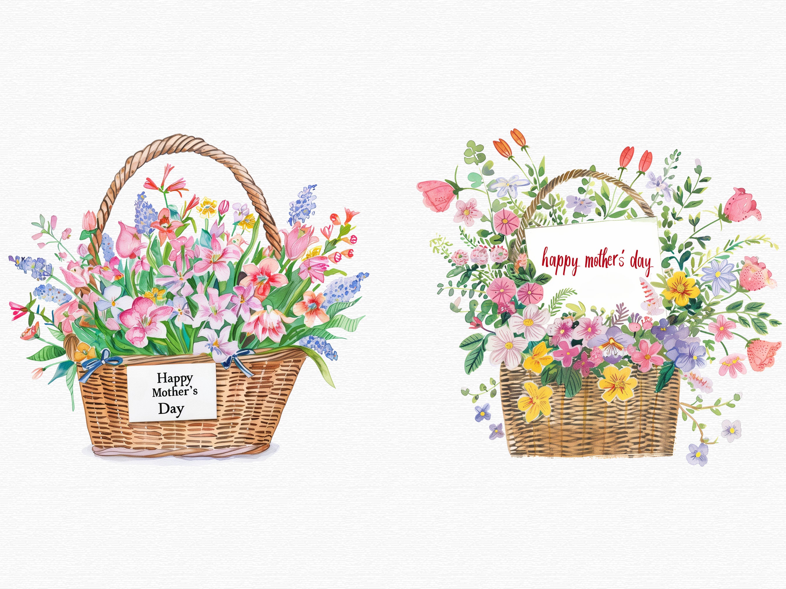 Watercolor Mother's Day Clipart, Happy Mother's Day Clipart, Flower ...