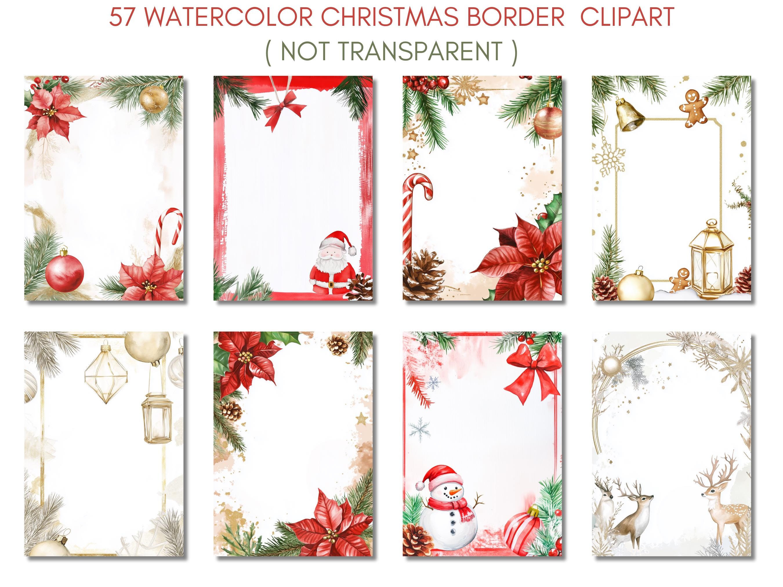 Watercolor Christmas Border Clipart - Christmas Frames - Christmas ...