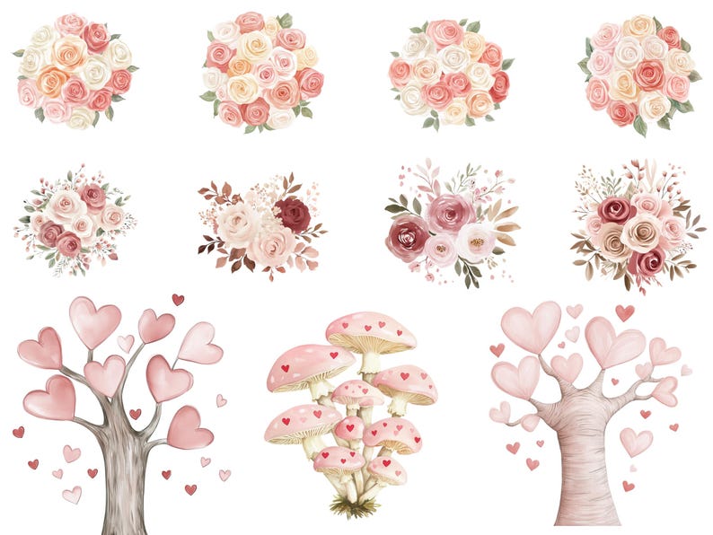 Woodland Valentine Clipart - Watercolor Valentine Clipart - Valentine ...