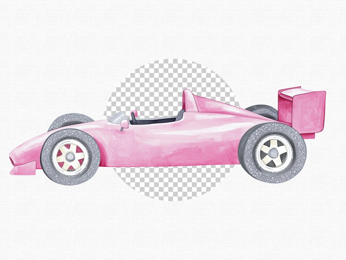 Watercolor Pink Racecar Clipart - Racing Car Clipart - Racecar PNG ...